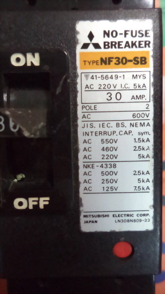 MITSUBISHI SB TYPE NF30-SB 30AMP.