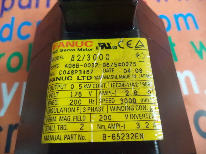 FANUC AC SERVO MOTOR Β 2/3000 SPEC.A06B-0032-B675 #0075