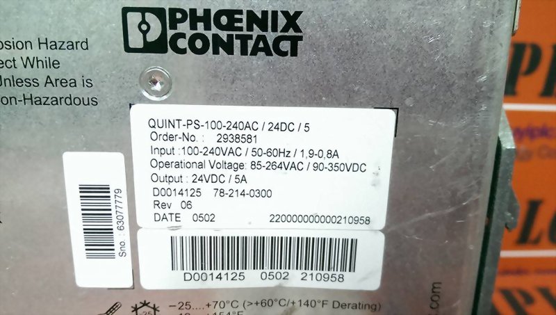 PHOENIX CONTACT QUINT-PS-100-240AC/24DC/5-2938581