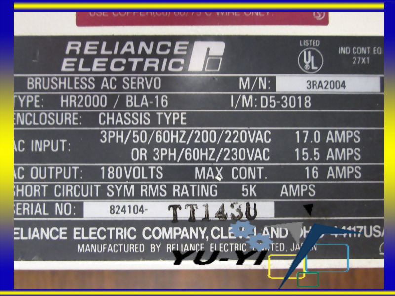 RELIANCE BRUSHLESS AC SERVO DRIVE 3RA2004 TYPE HR2000