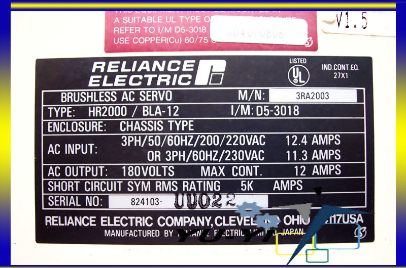 RELIANCE ELECTRIC HR2000 BLA-12 SERVO DRIVE