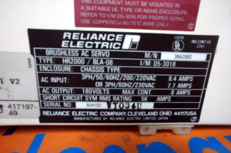 RELIANCE ELECTRIC HR2000/BLA-08 SERVO DRIVE