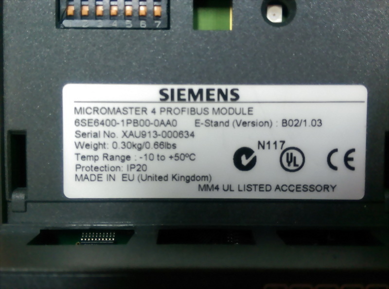 SIEMENS 6SE6400-1PB00-0AA0 MICROMASTER 4 PROFIBUS