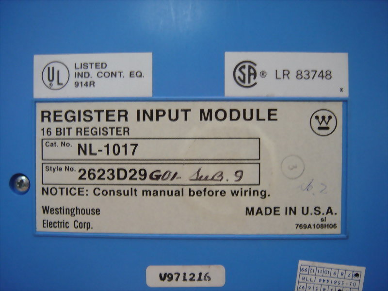 Westinghouse DCS WDPF NL-1017