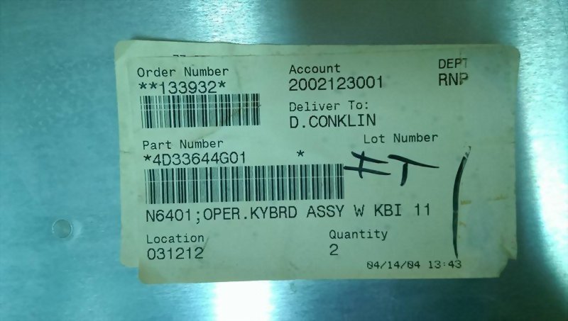 WESTINGHOUSE WDPF OPERATOR CONTROL KEYBOARD 4D33644G01