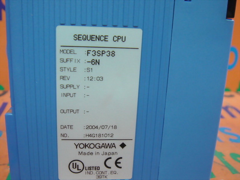 YOKOGAWA F3SP38-6N SEQUENCE CPU