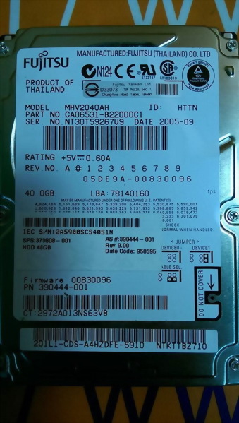 FUJITSU HARD DISK DRIVE 40GB 2.5" MHV2040AH