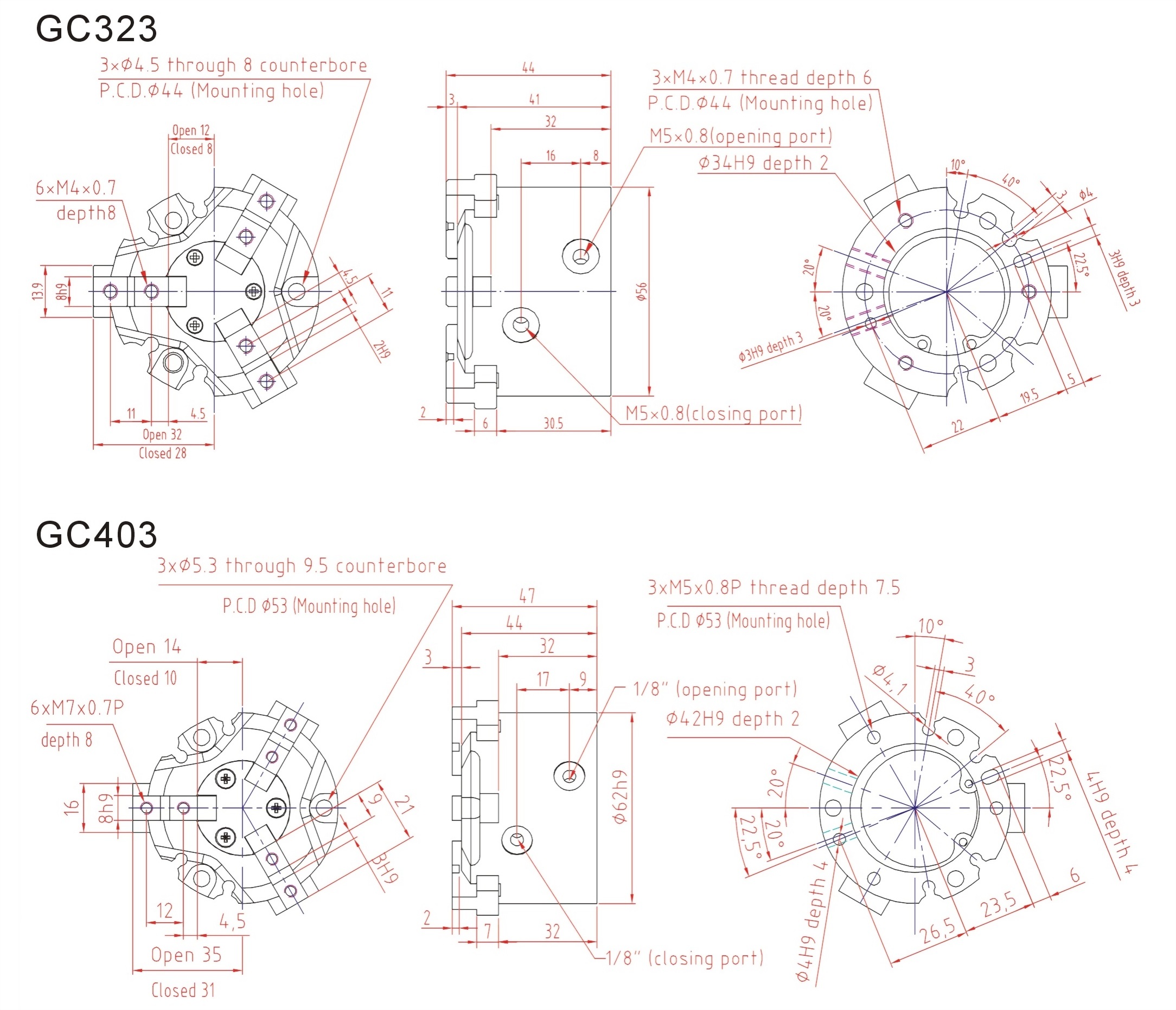 Parallel Style Air Gripper 3-Finger Type