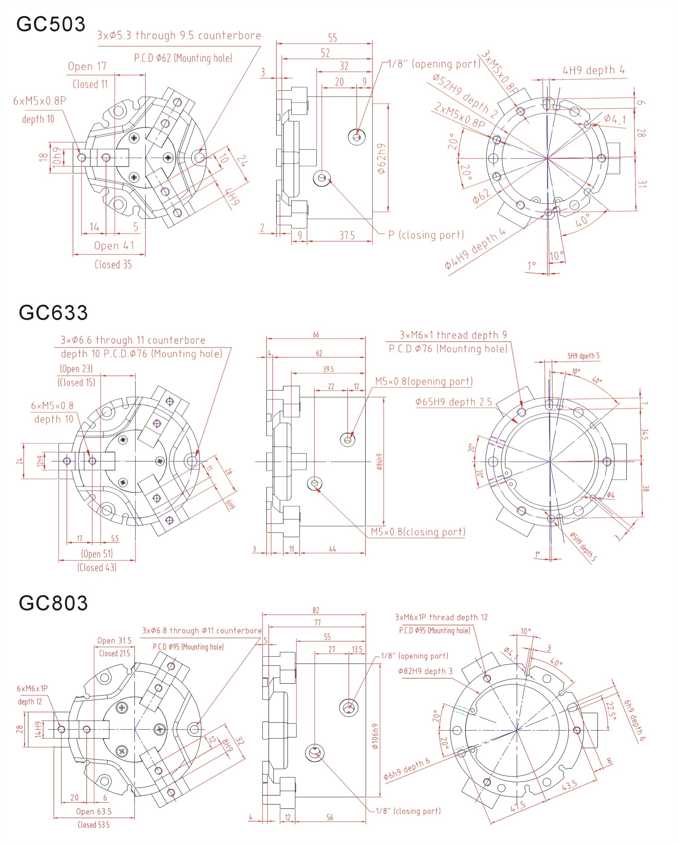Parallel Style Air Gripper 3-Finger Type