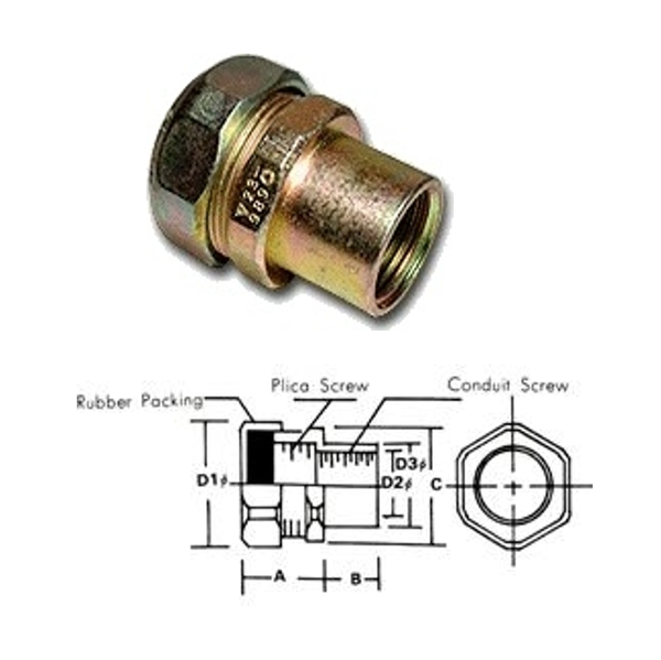 WATERPROOF UNION CONDUIT CONECTOR FOR PLICA PV5-WUG, fitting,connector ...