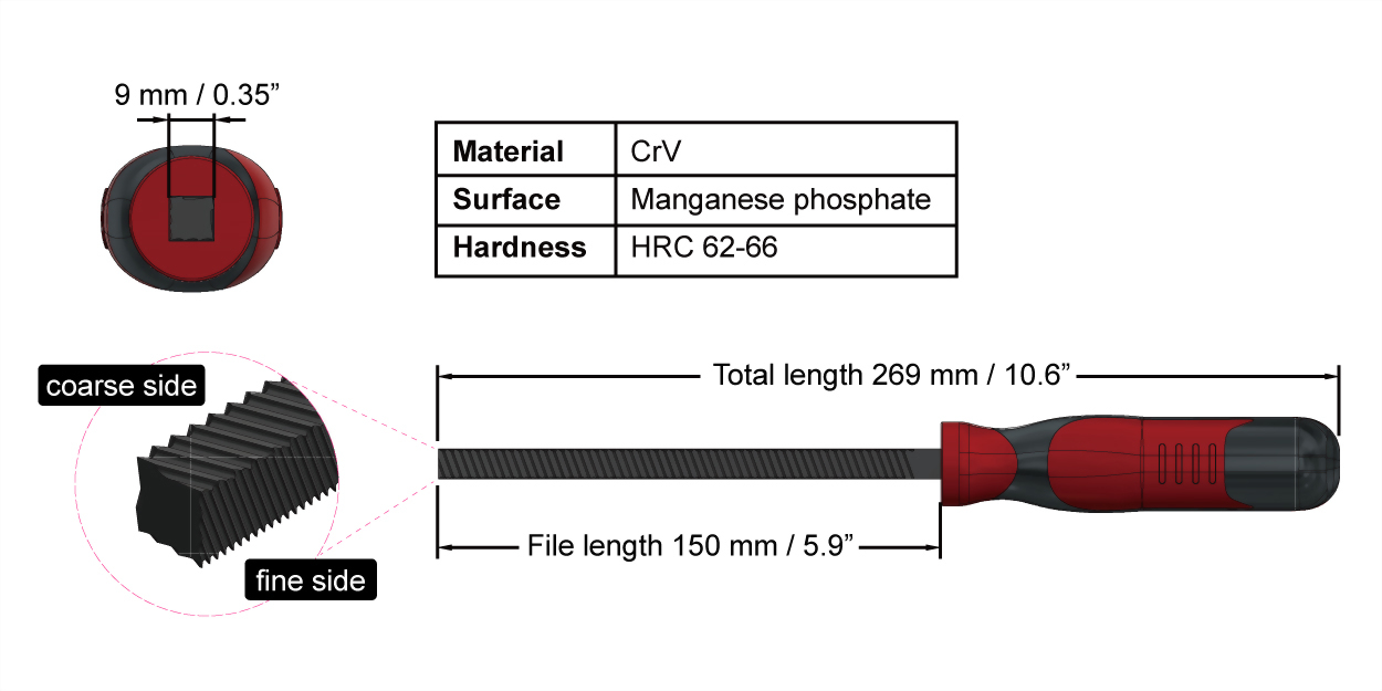 Four-sided Brake Caliper File Tool