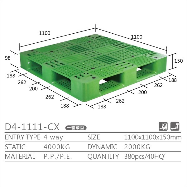 D4-1111-CX Single deck pallet - Shin Tai Plastics