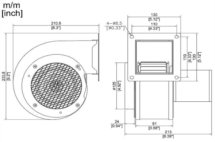 Centrifugal AC Blower- Single Fan Type: AD125AV - Air Deviser