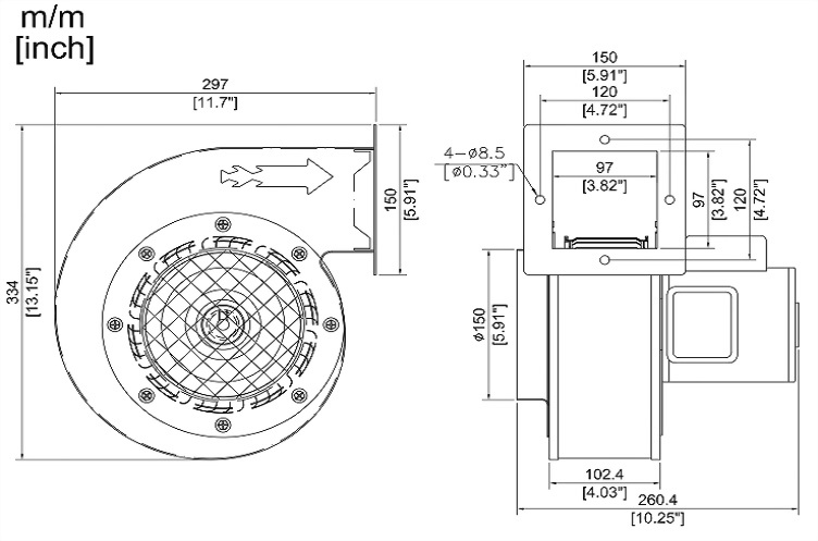 Centrifugal AC Blower- Single Fan Type: AD180AV - Air Deviser
