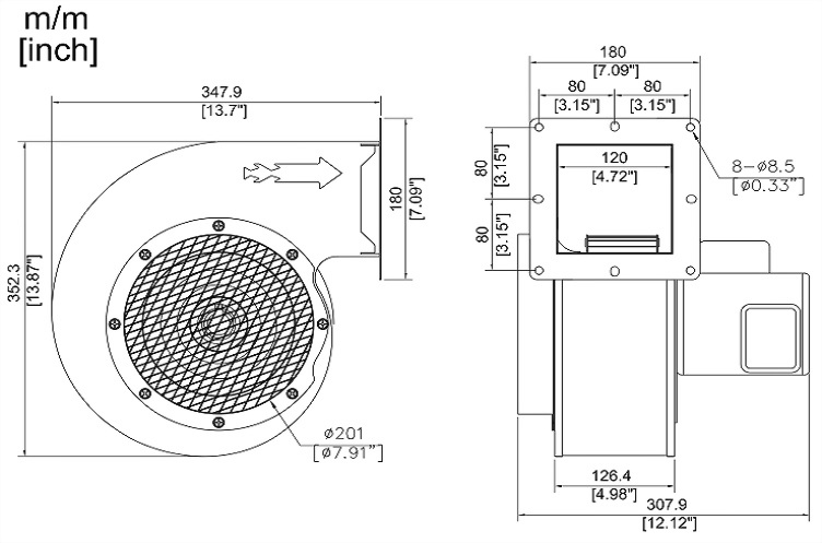 Centrifugal AC Blower- Single Fan Type: AD200AV - Air Deviser