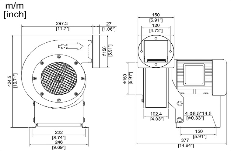 Centrifugal AC Blower- Single Fan Type: AD180A - Air Deviser