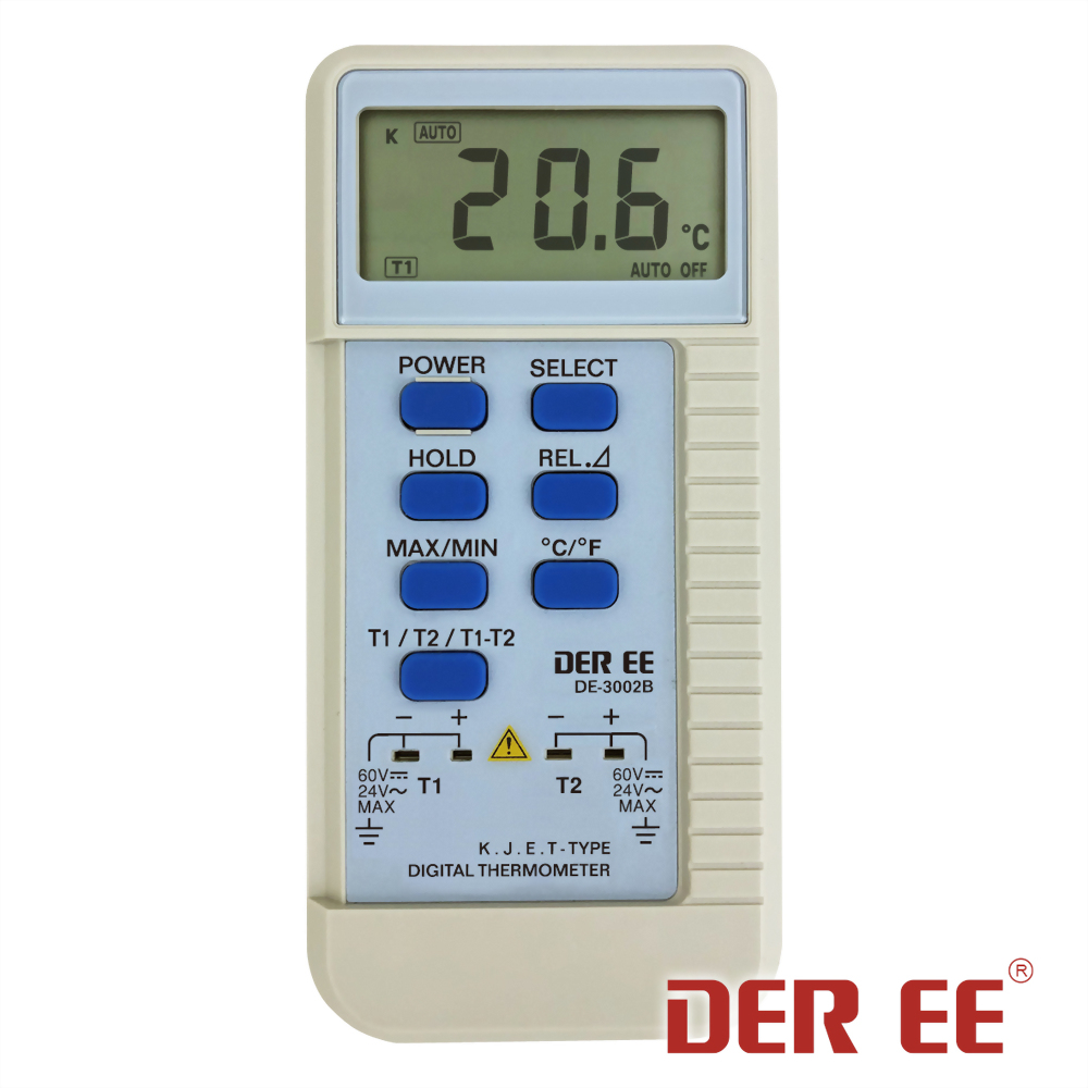 DE-3002B Dual-Channel K,J,E,T-TYPE Digital Thermometer