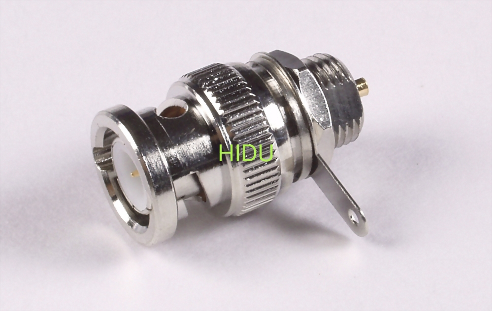 BNC male solder bulkhead receptacle